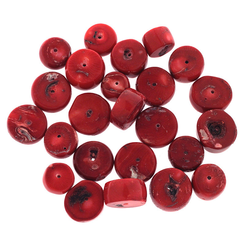 Red wormy coral / slices 16-20x10mm / 1pc KAKC48 - Manzuko